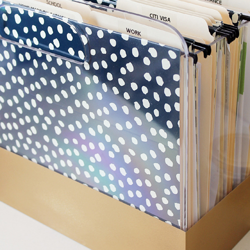 A Glam Gold File Box & Desktop Organization - Blue i Style